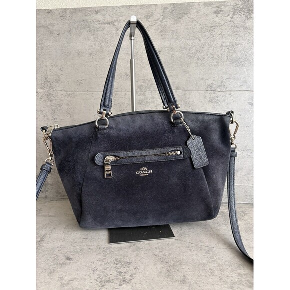 Coach | Bags | Authentic Coach Prairie Satchel In Navy Blue Suede ...